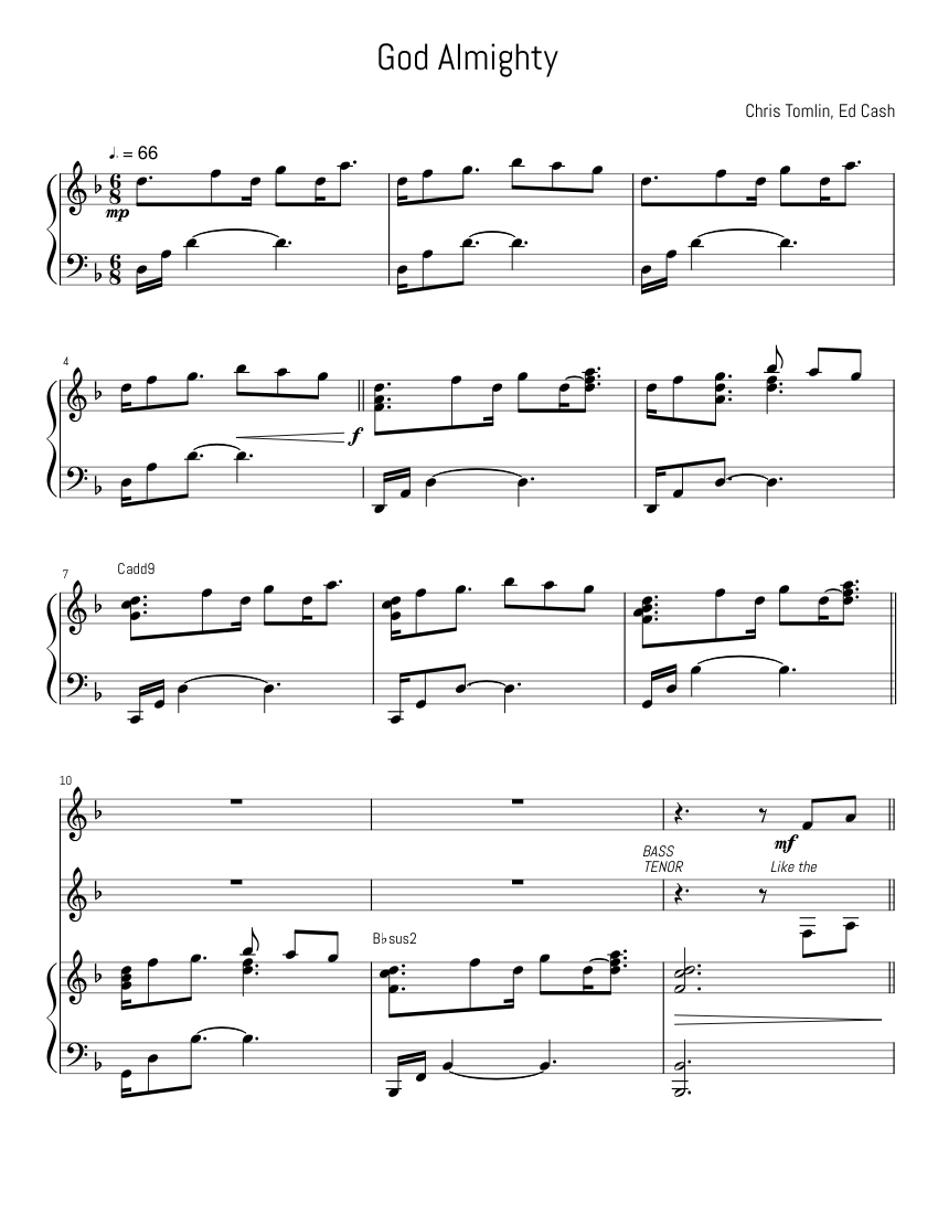 God Almighty, Ed Cash, Chris Tomlin Sheet music for Piano, Vocals ...