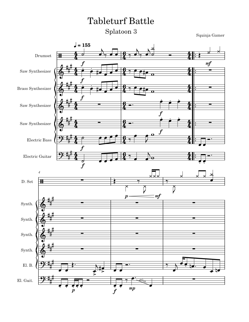 Tableturf Battle Sheet music for Guitar, Bass guitar, Drum group, Synthesizer & more instruments ...