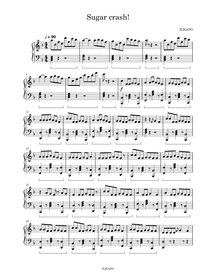 Sugar crash! Sheet Music for Piano (Solo) easy | MuseScore.com