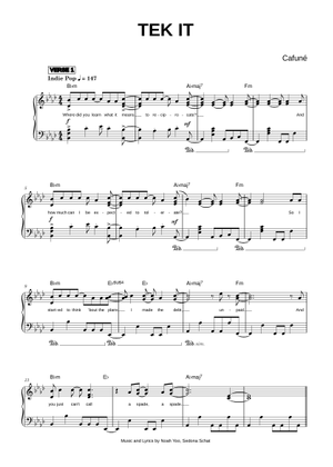 Tek It – Cafuné Sheet Music and Tab for Guitar, Bass guitar, Drum group ...