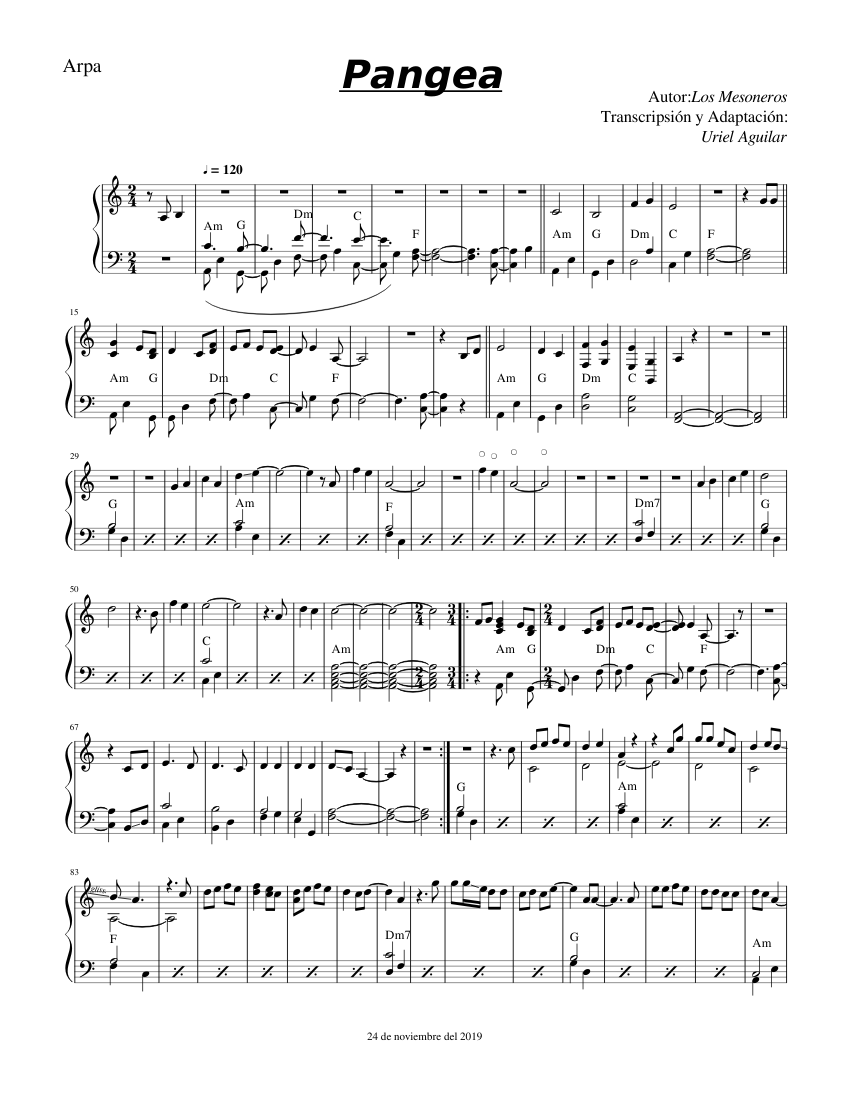 Pangea Sheet music for Piano (Solo) | Musescore.com
