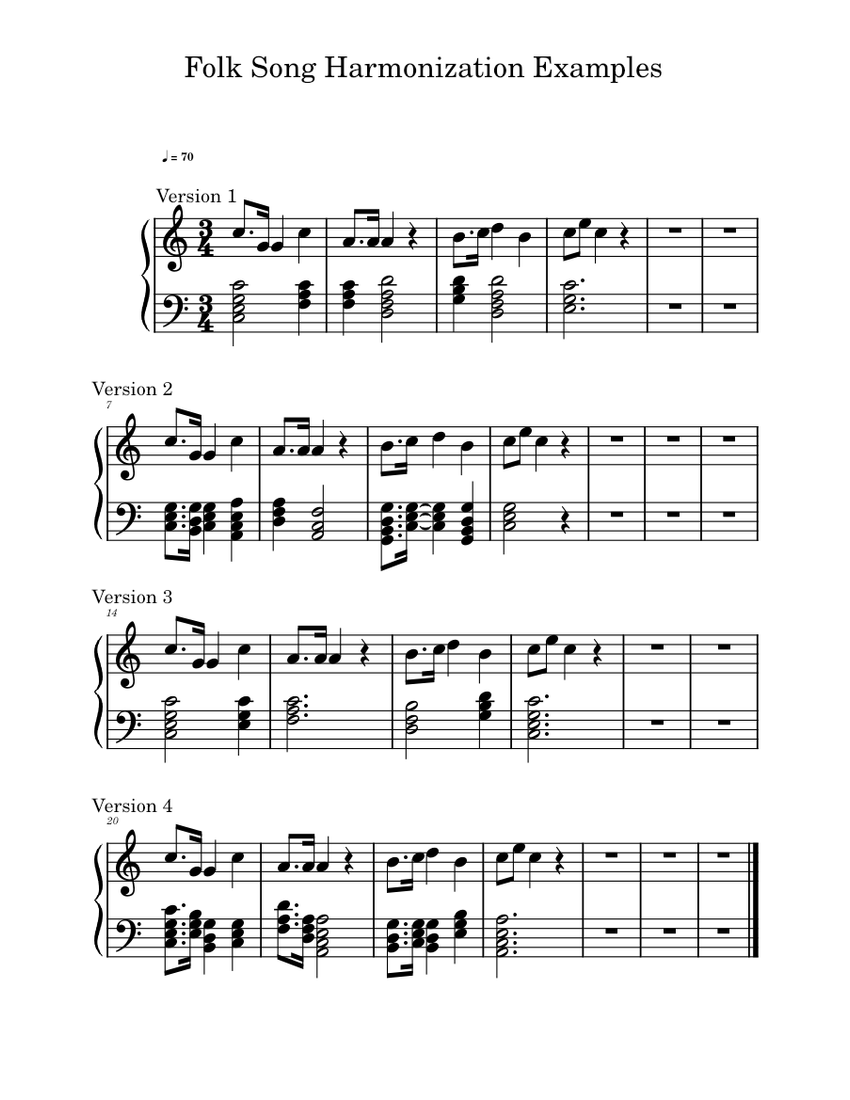 Folk Song Harmonization Examples Sheet music for Piano (Solo) Easy ...