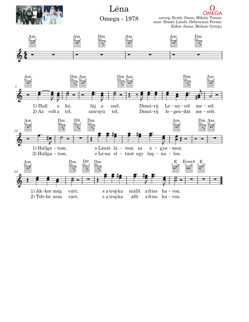 Léna – Omega Sheet Music for Vocals (Solo) | MuseScore.com