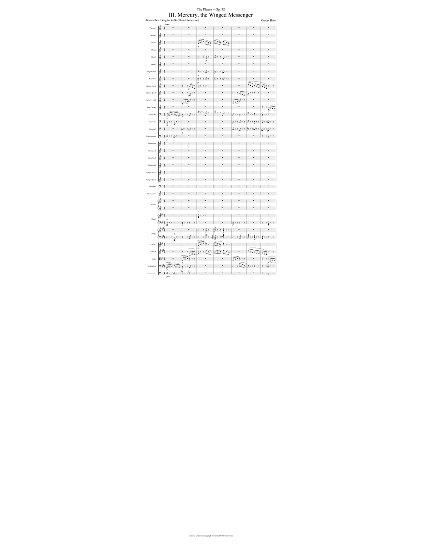 The Planets: Mercury, the Winged Messenger – Gustav Holst Sheet music ...