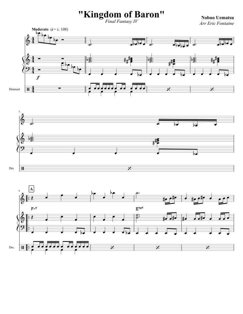 Final Fantasy 4: "The Kingdom of Baron" Sheet music for Saxophone tenor ...