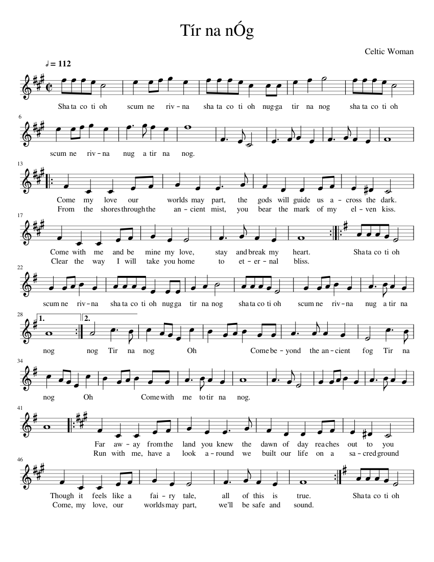 Tír na nÓg (by Hannah) Sheet Music for Violin (Solo) | MuseScore.com