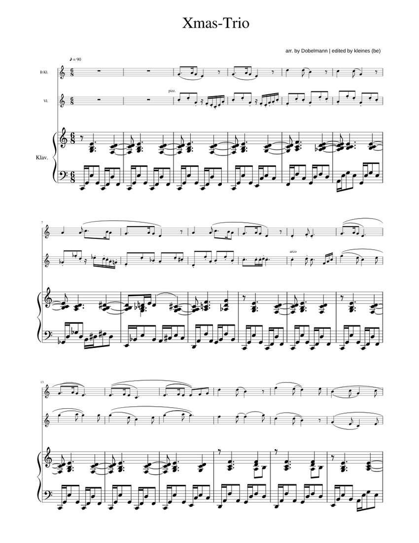 Xmas-Trio Sheet music for Piano, Clarinet in b-flat, Violin (String ...