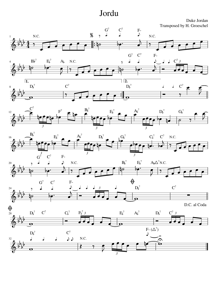 Jordu Sheet Music for Piano (Solo) Easy | MuseScore.com
