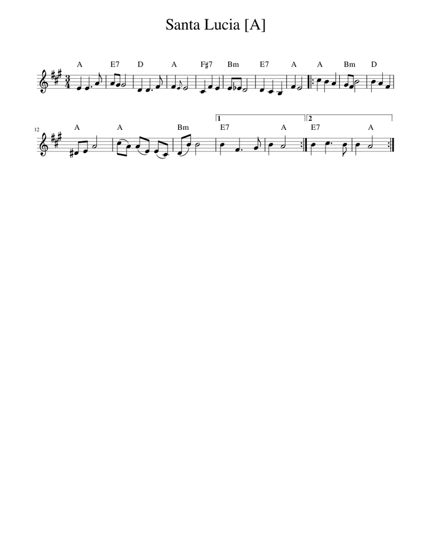 Santa Lucia Sheet music for Piano (Solo) | Musescore.com