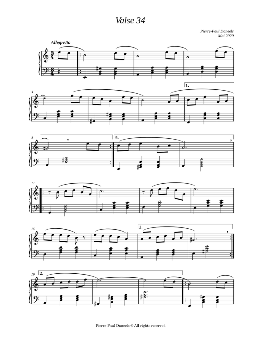 Waltz 34 Sheet music for Piano (Solo) Easy | Musescore.com