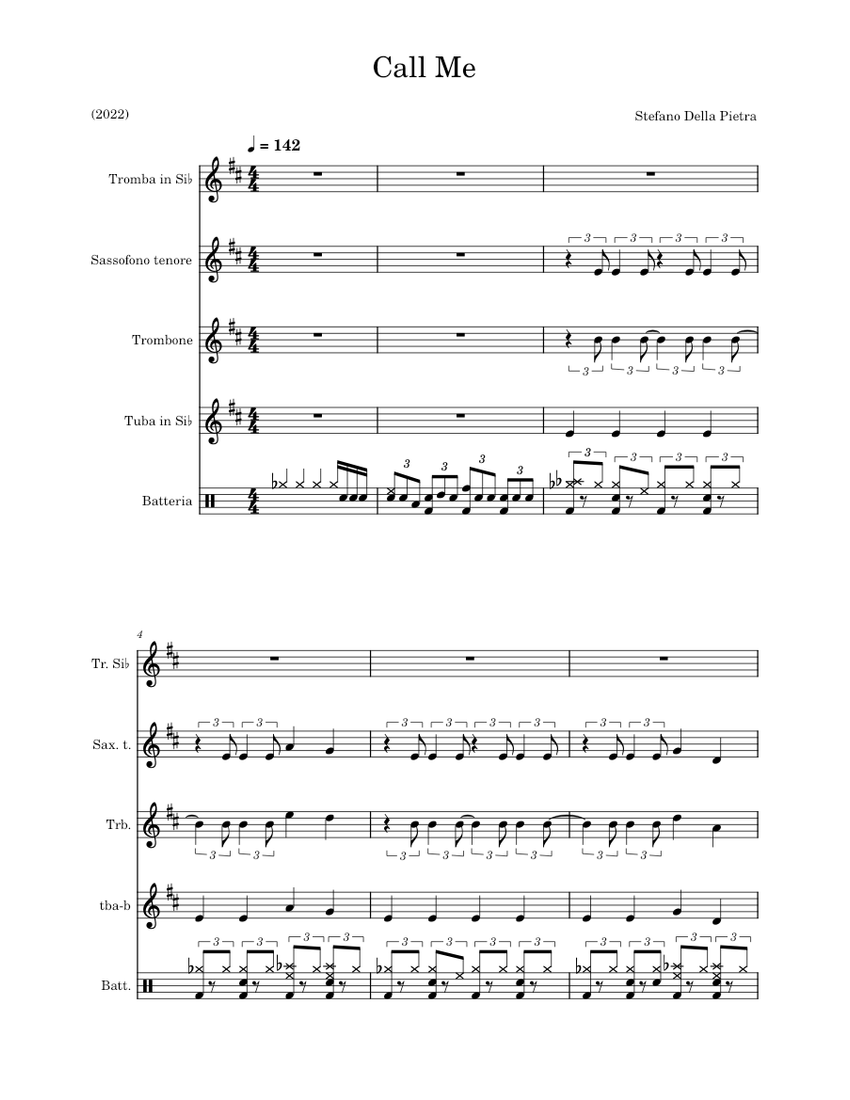 Call Me Sheet music for Trombone, Tuba, Saxophone tenor, Trumpet in b ...