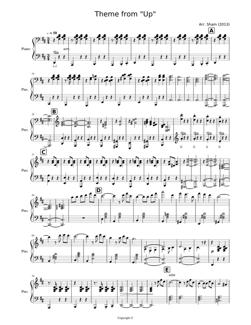 Theme_from_Up (1) piano Sheet music for Piano (Solo) | Musescore.com