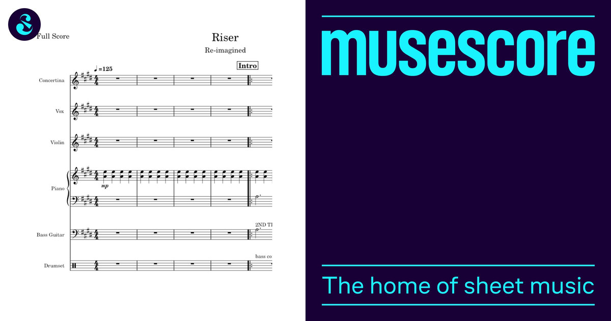 Riser Re-Imagined - Full Score Sheet music for Piano, Accordion, Violin ...