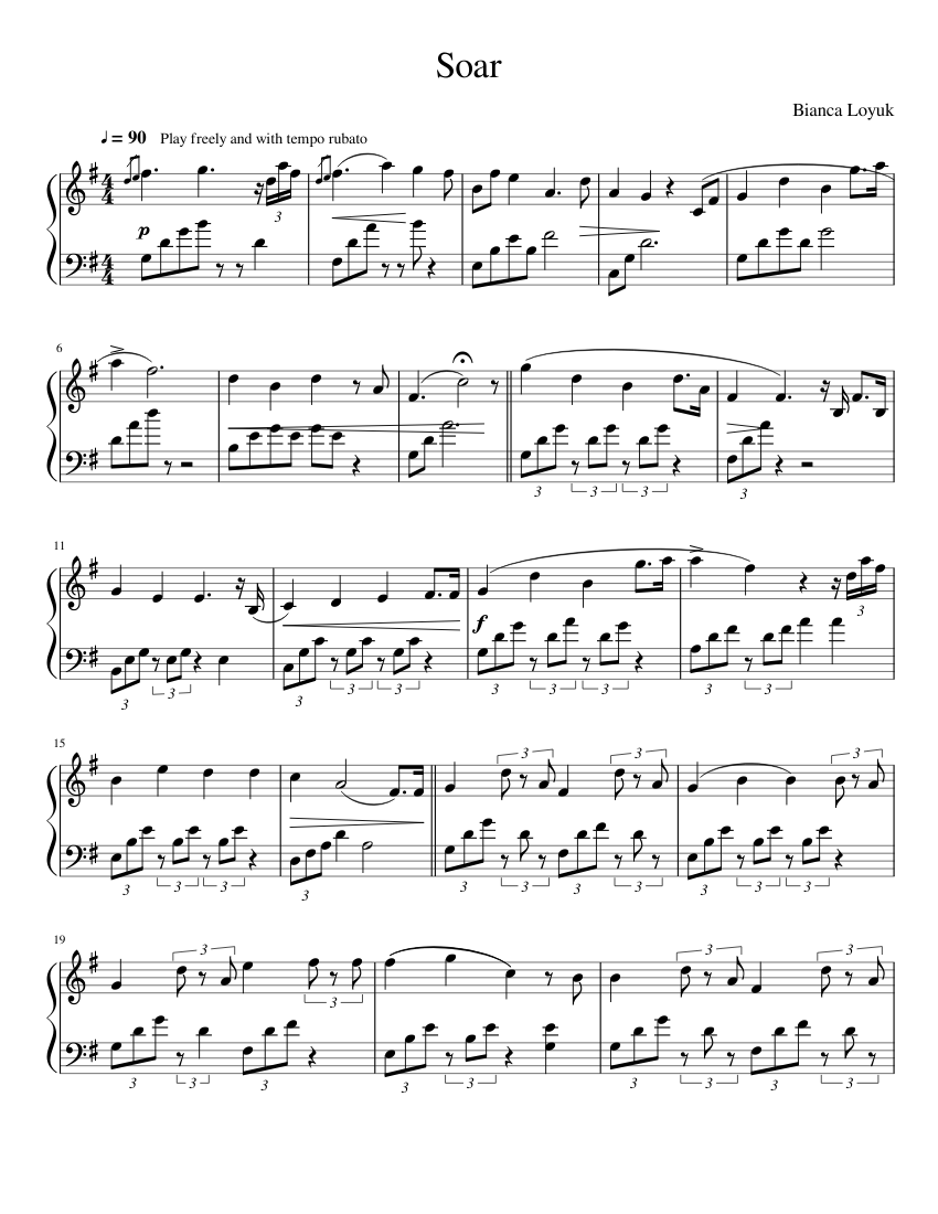 Soar Sheet music for Piano (Solo) | Musescore.com