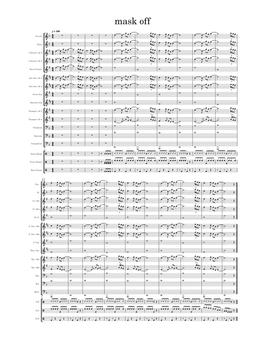 Mask off – Future Pep Band Mask Off Sheet Music for Trombone, Flute ...