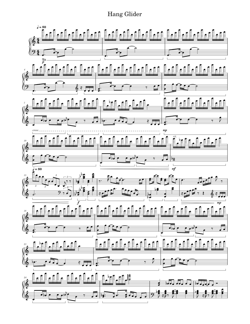 Hang Glider – Daisuke Matsuoka, Asuka Ito Hang Glider – Asuka Ito Sheet Music for Piano (Solo ...