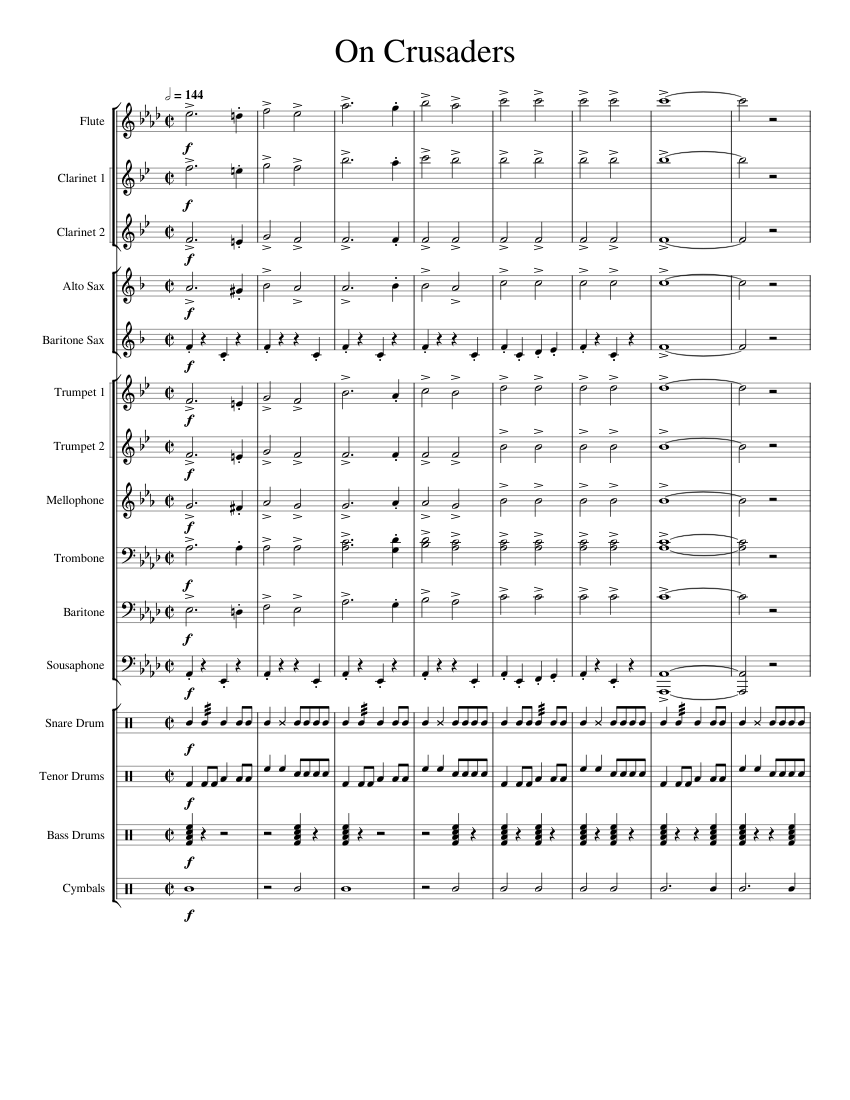 On Crusaders Sheet music for Trombone, Mellophone, Flute, Clarinet in b ...