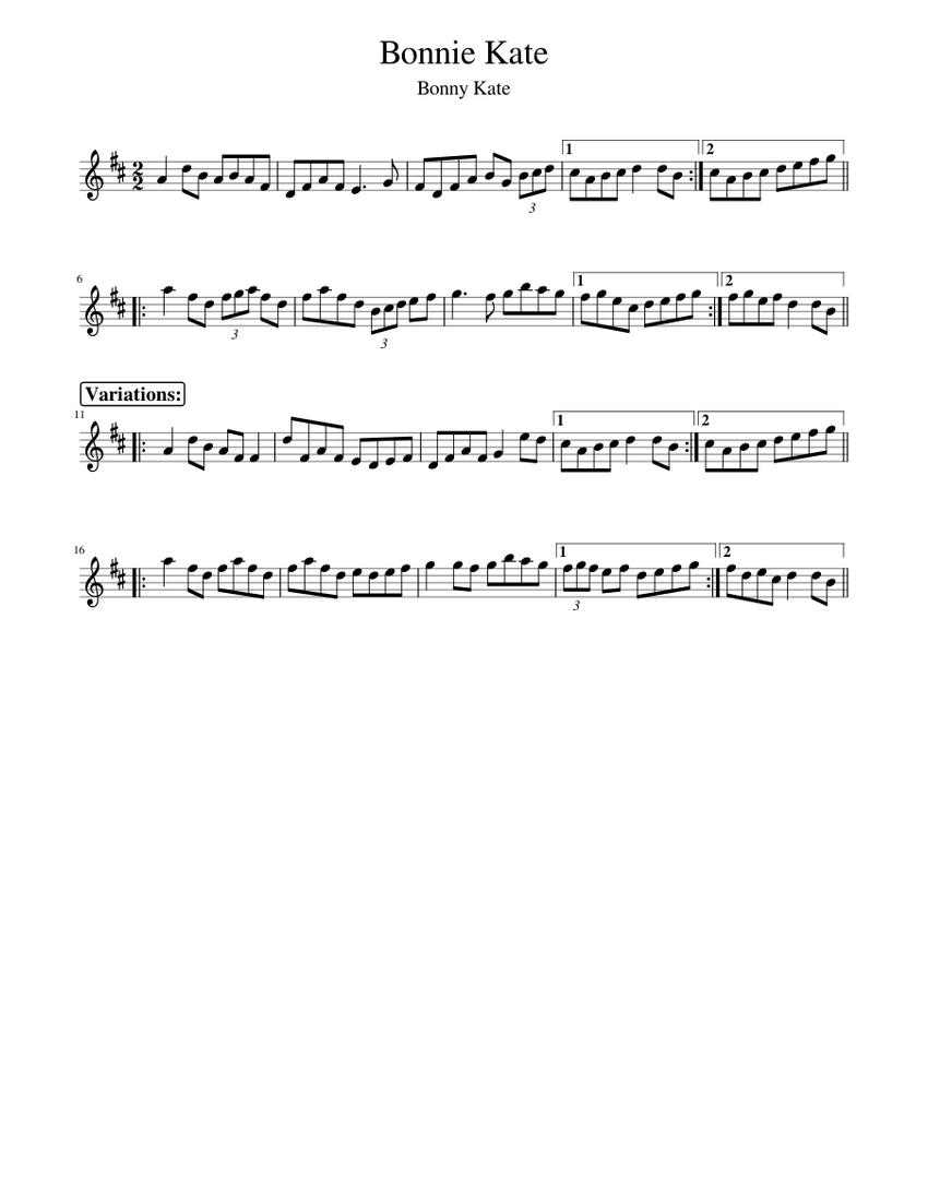 Bonnie Kate Sheet music for Piano (Solo) Easy | Musescore.com