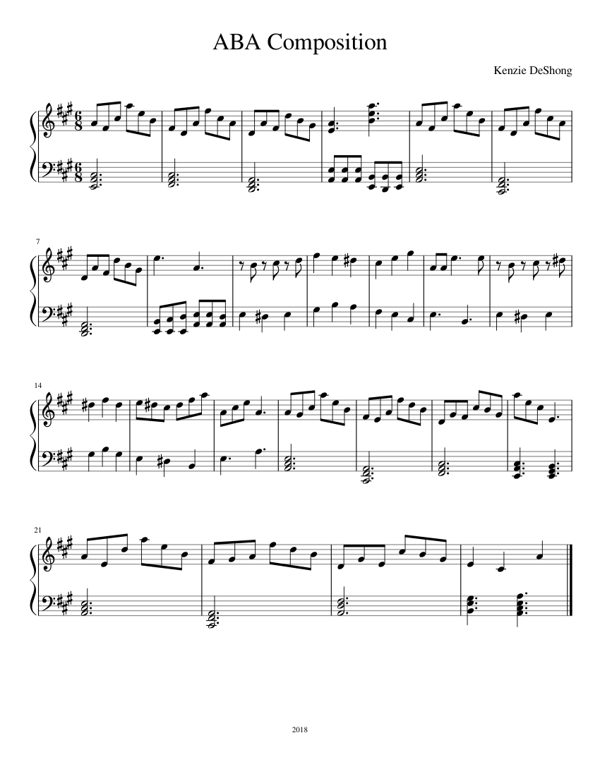 ABA Composition Sheet music for Piano (Solo) | Musescore.com