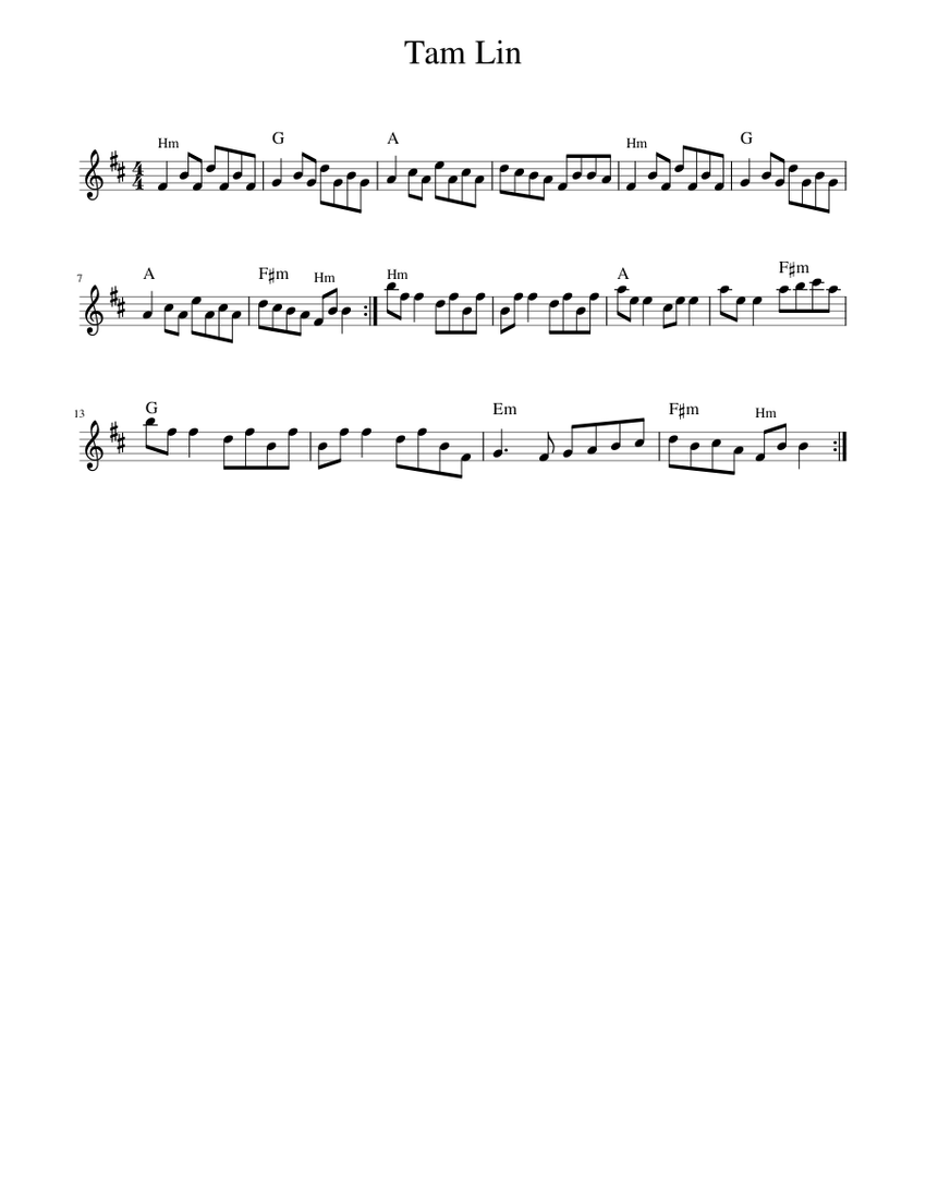 Tam Lin Sheet music for Piano (Solo) Easy | Musescore.com