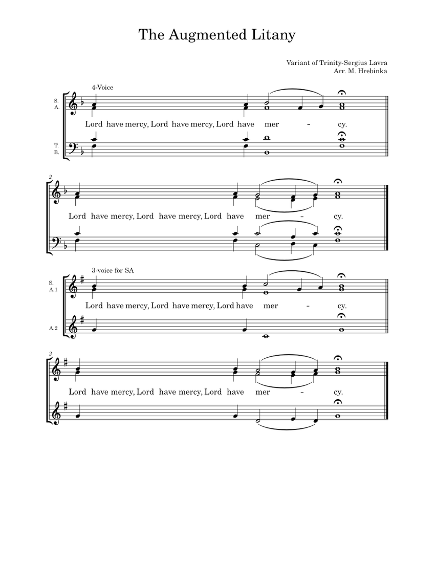 The Augmented Litany - Trinity-Sergius Lavra Sheet music for Female ...