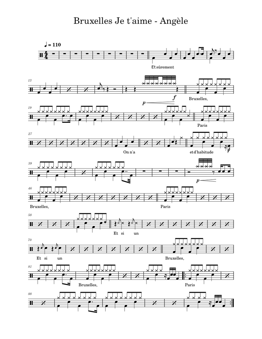 Bruxelles Je t'aime Sheet music for Drum group (Solo) | Musescore.com