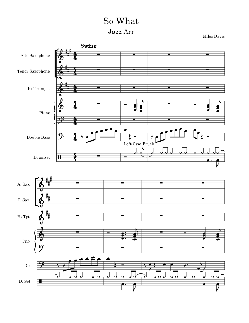 So What Jazz Band Sheet music for Piano, Saxophone alto, Saxophone ...
