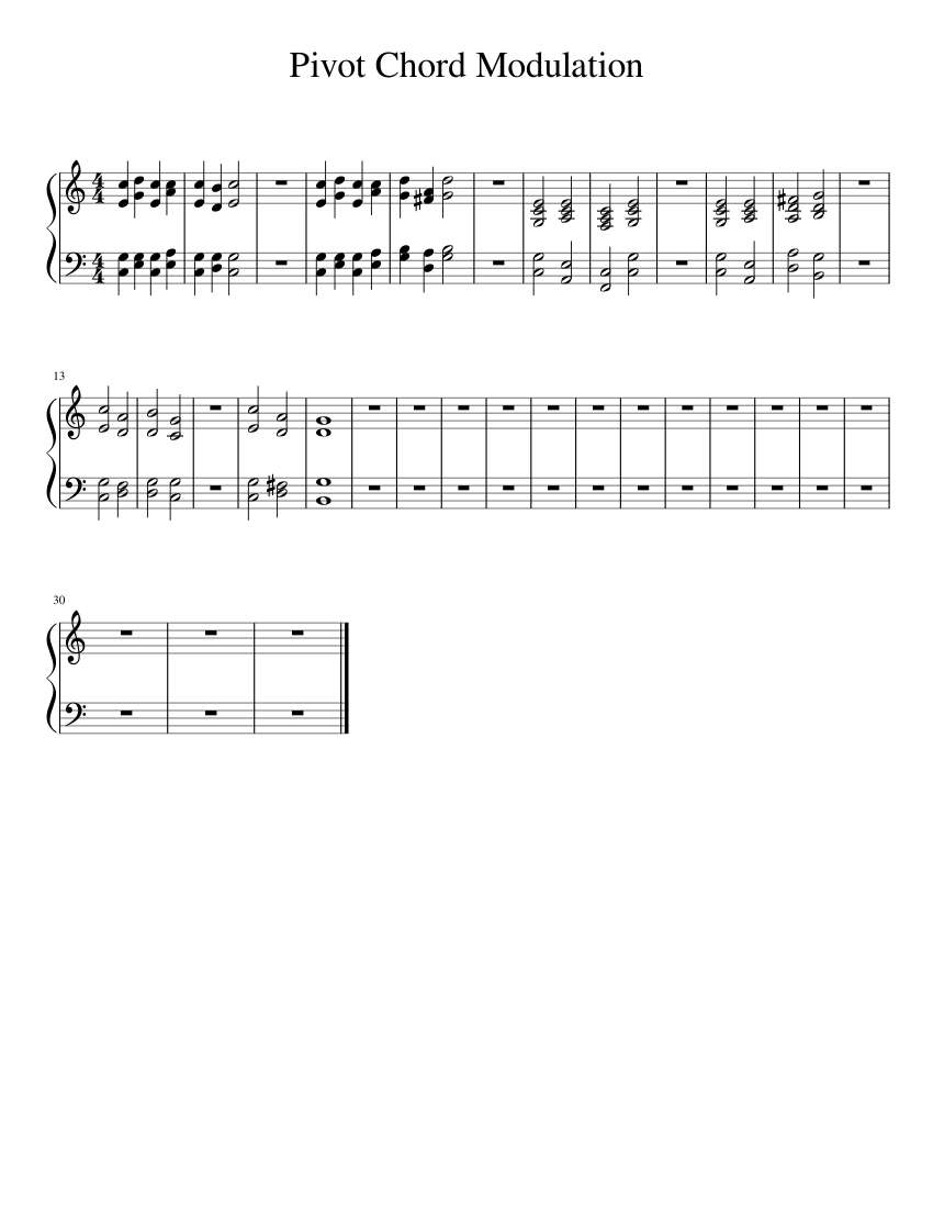 Pivot Chord Modulation Sheet Music for Piano (Solo) Easy | MuseScore.com
