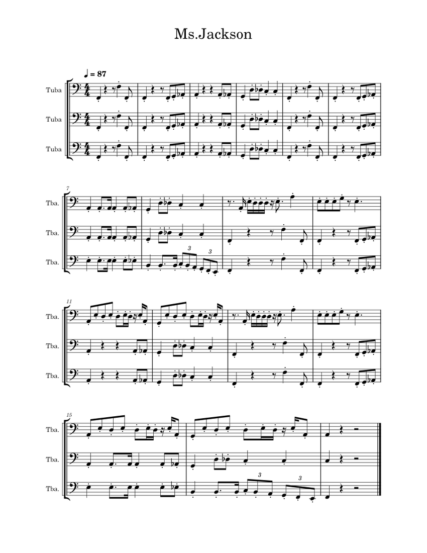 Ms.Jackson Sheet music for Tuba (Brass Trio) | Musescore.com