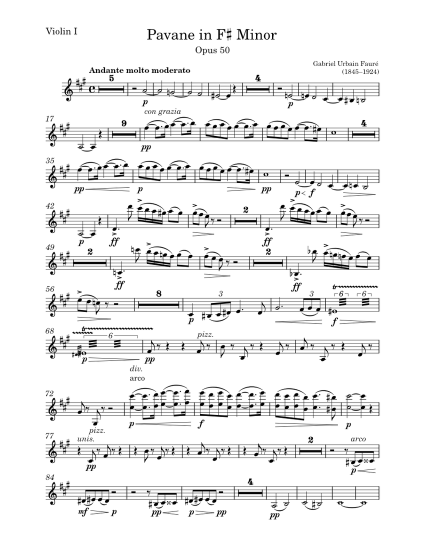 Pavane, Op.50 – Gabriel Fauré Sheet music for Strings group (Solo ...