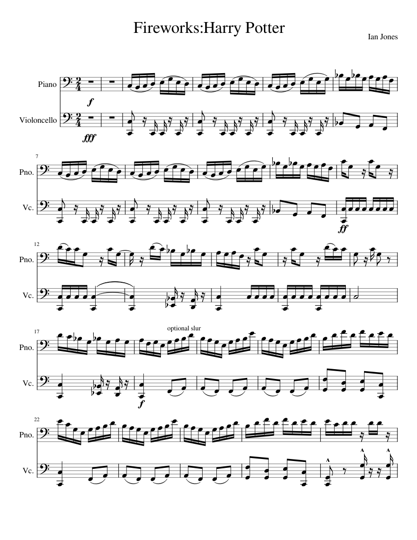 fireworks 3 Sheet music for Piano, Cello (Solo) | Musescore.com