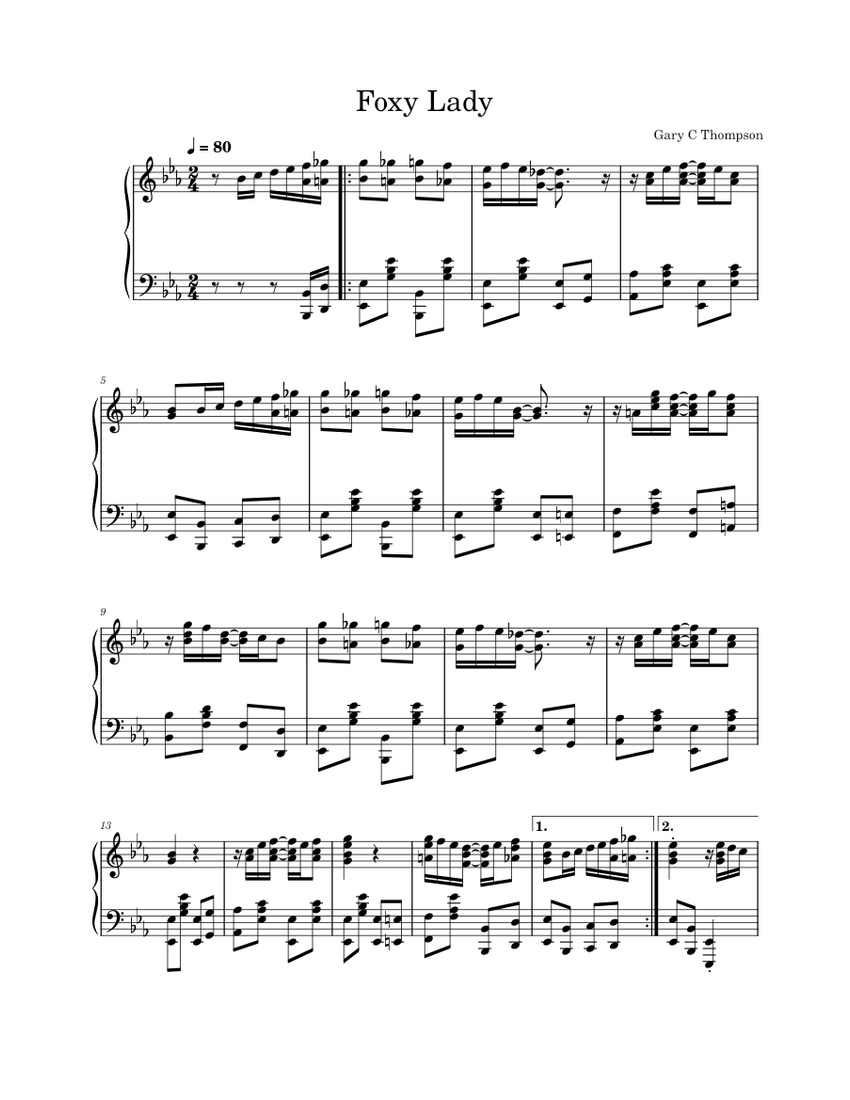 Foxy Lady Sheet music for Piano (Solo) | Musescore.com