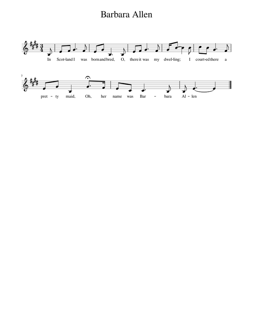 Barbara Allen Sheet music for Piano (Solo) | Musescore.com