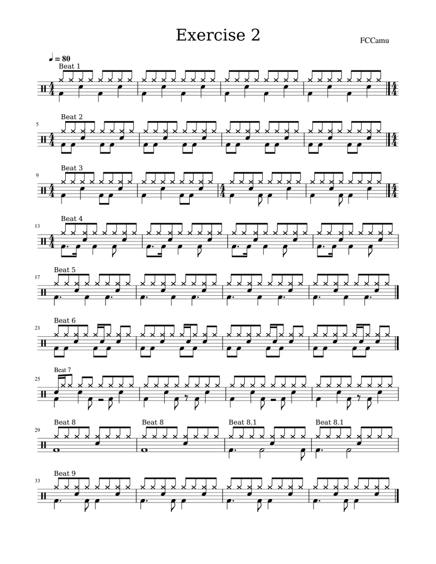 Simple_Drum_Beats Sheet music for Drum group (Solo) | Musescore.com