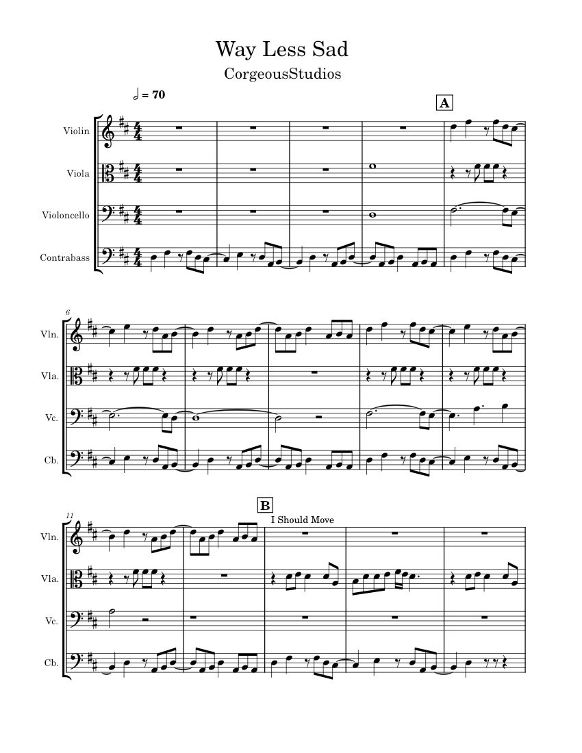 Way Less Sad – AJR Sheet Music for Contrabass, Violin, Viola, Cello ...