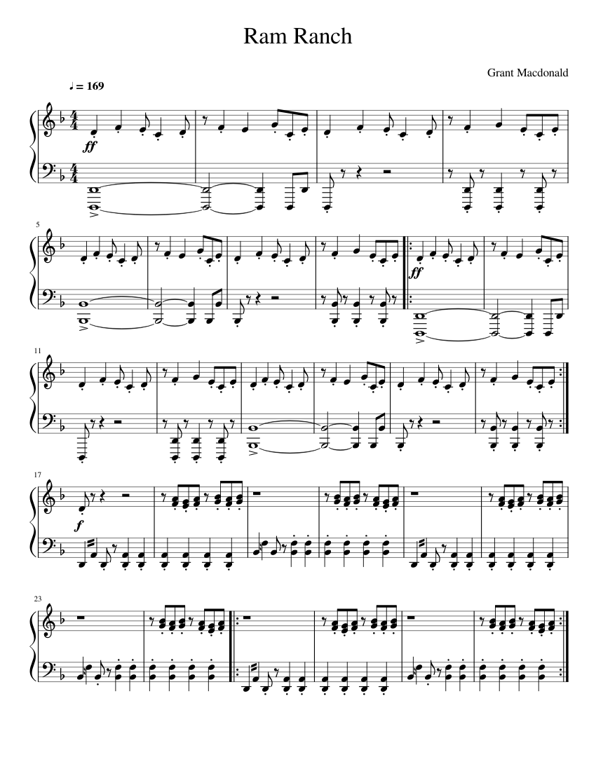 Ram Ranch (Piano Cover) Sheet Music for Piano (Solo) | MuseScore.com