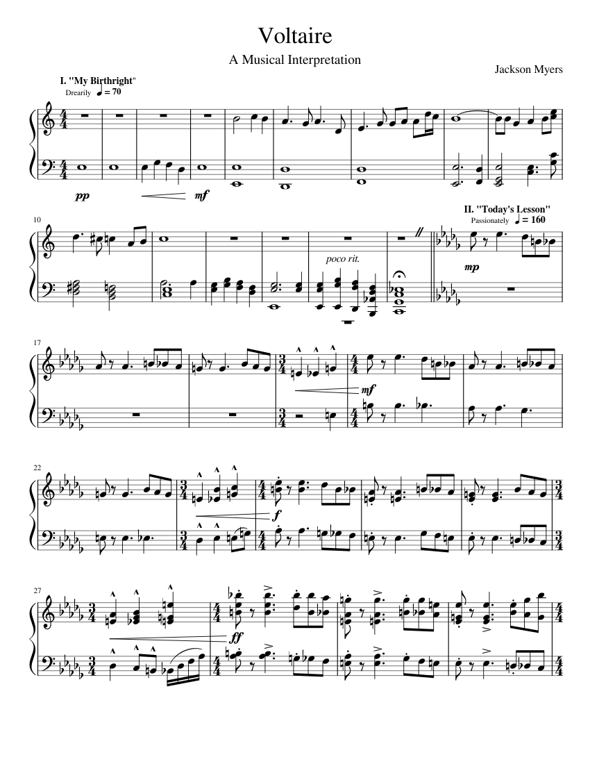 Voltaire; A Musical Interpretation - Jackson Myers Sheet music for ...