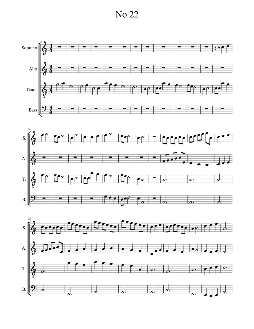 No 22 Sheet music for Soprano, Alto, Tenor, Bass voice (Choral ...