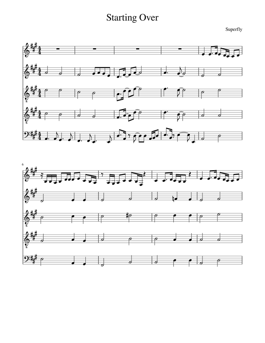 Starting Over Sheet Music for Piano (Mixed Quintet) | MuseScore.com