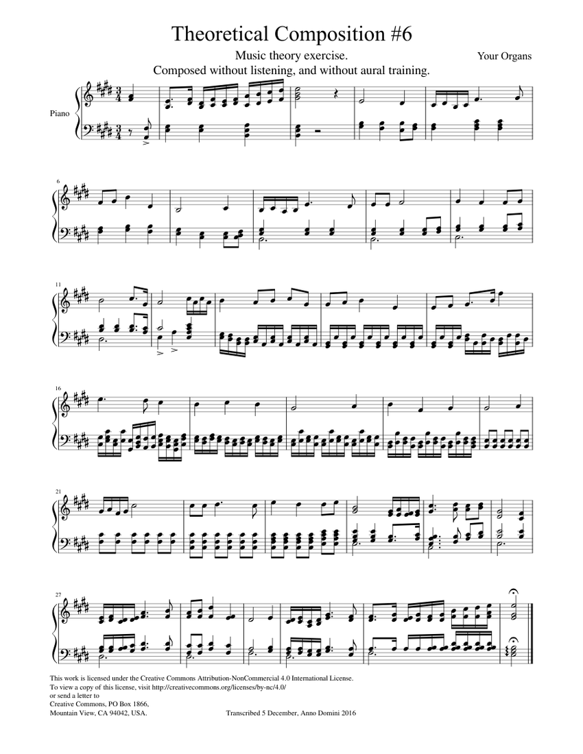 Theoretical Composition #6 Sheet music for Piano (Solo) | Musescore.com