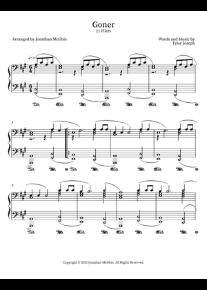Goner – Twenty One Pilots Sheet Music for Piano (Solo) easy | MuseScore.com