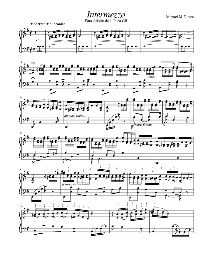 Intermezzo No. 1 Sheet Music for Piano (Solo) | MuseScore.com