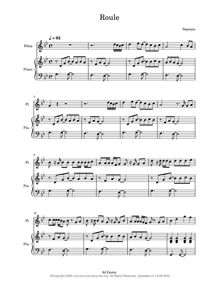 Roule – Soprano - piano tutorial