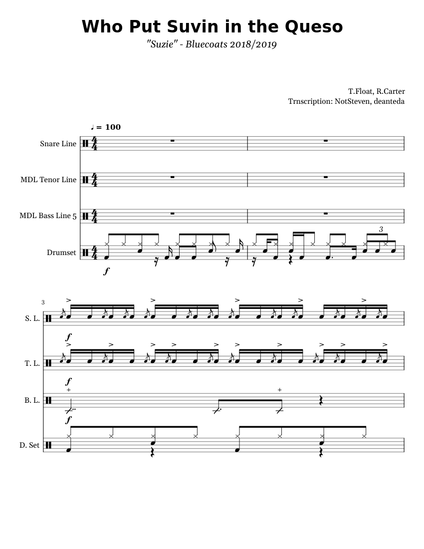 Who Put Suvin in the Queso (Suzie) Sheet Music for Snare drum, Drum ...
