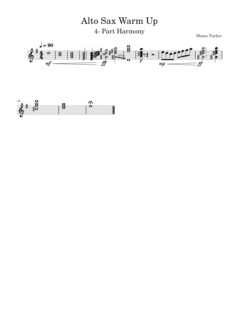 Marching Band – Misc Alto Sax Warm Up Sheet Music for Saxophone alto ...