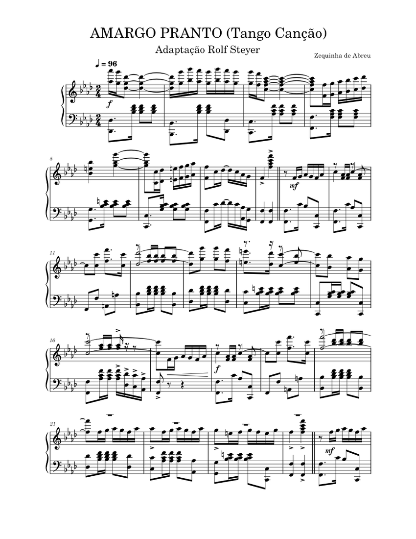 AMARGO PRANTO (Tango Brasileiro) – Zequinha de Abreu Sheet Music for ...