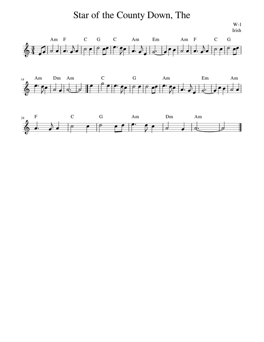 The Star of the County Down Sheet music for Piano (Solo) | Musescore.com