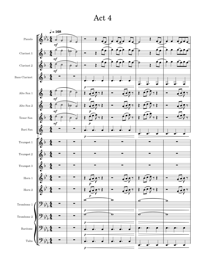Act 4 Sheet music for Trombone, Tuba, Mellophone, Flute piccolo & more ...