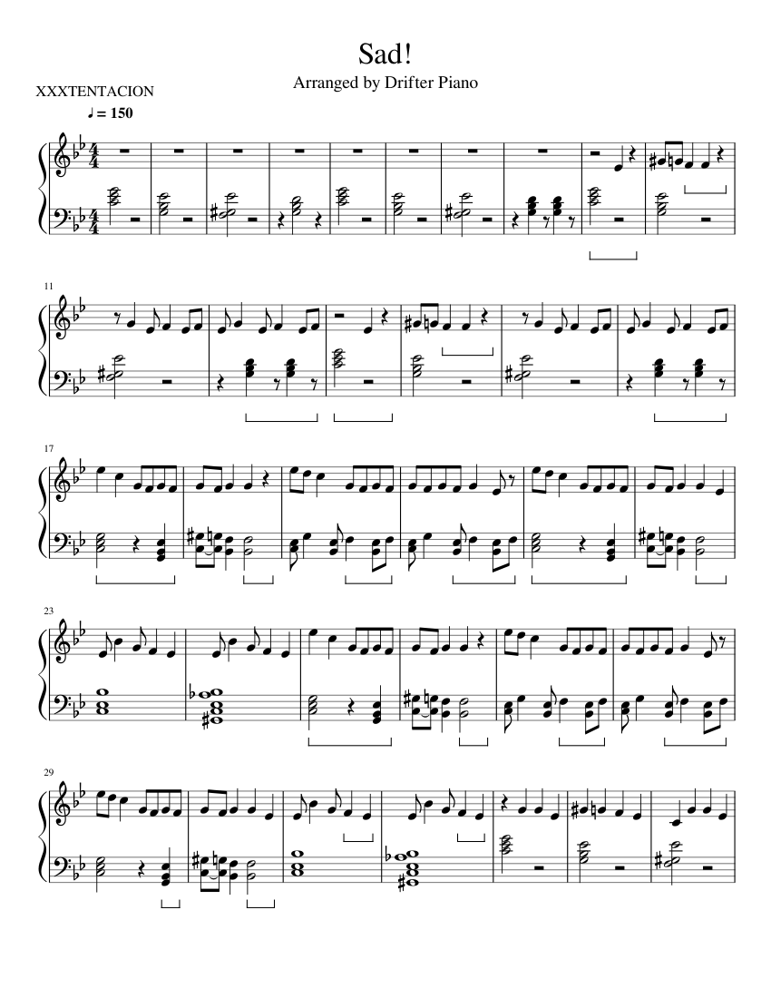 Sad! Sheet Music for Piano (Solo) Easy | MuseScore.com