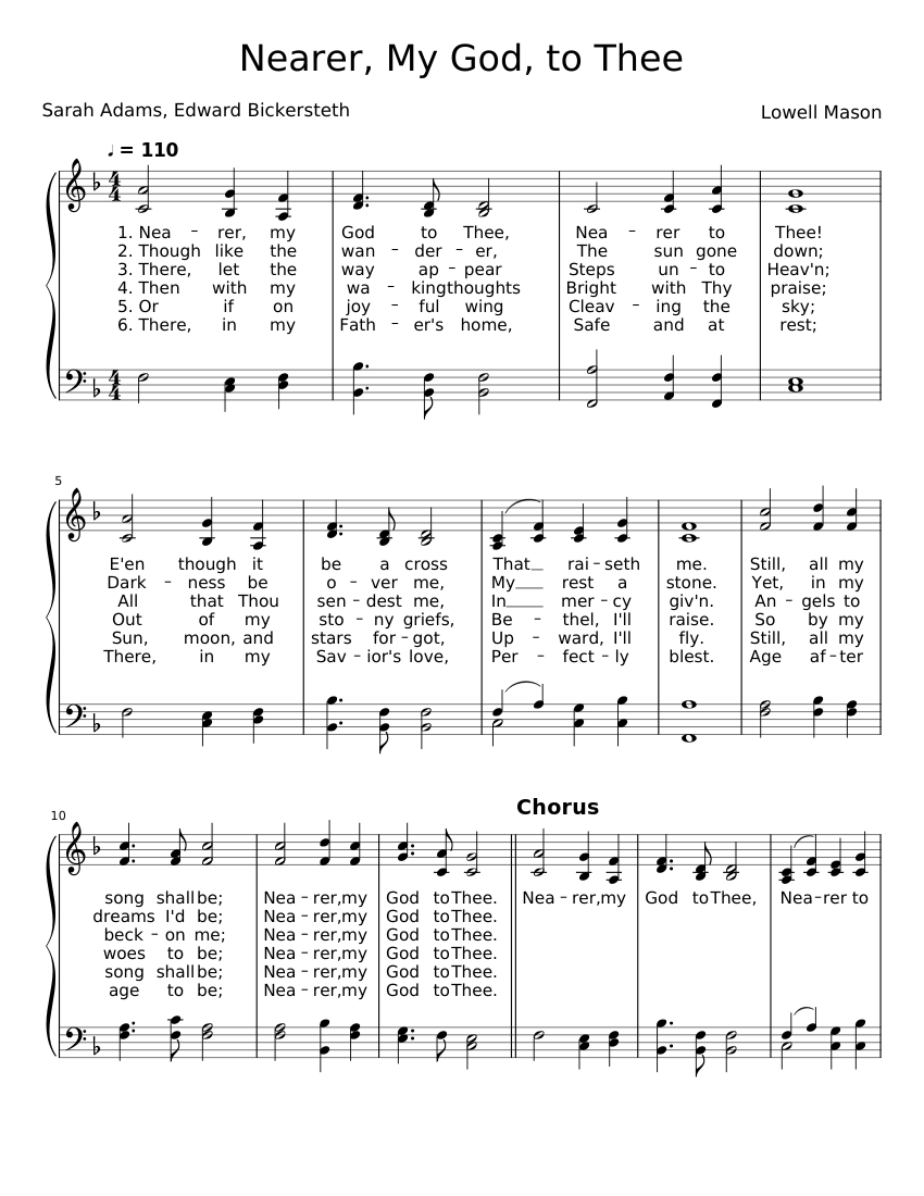 Nearer, My God, to Thee Sheet Music for Piano (Solo) Easy | MuseScore.com